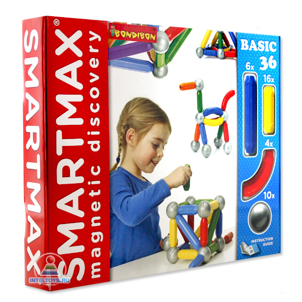 Магнитный конструктор SmartMax Основной (Basic) 36 деталей, Bondibon (Бондибон) купить в Москве ...